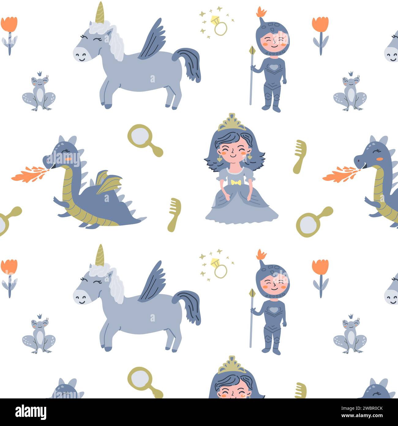 cute fairy characters seamless pattern isolated. Vector illustration of ...