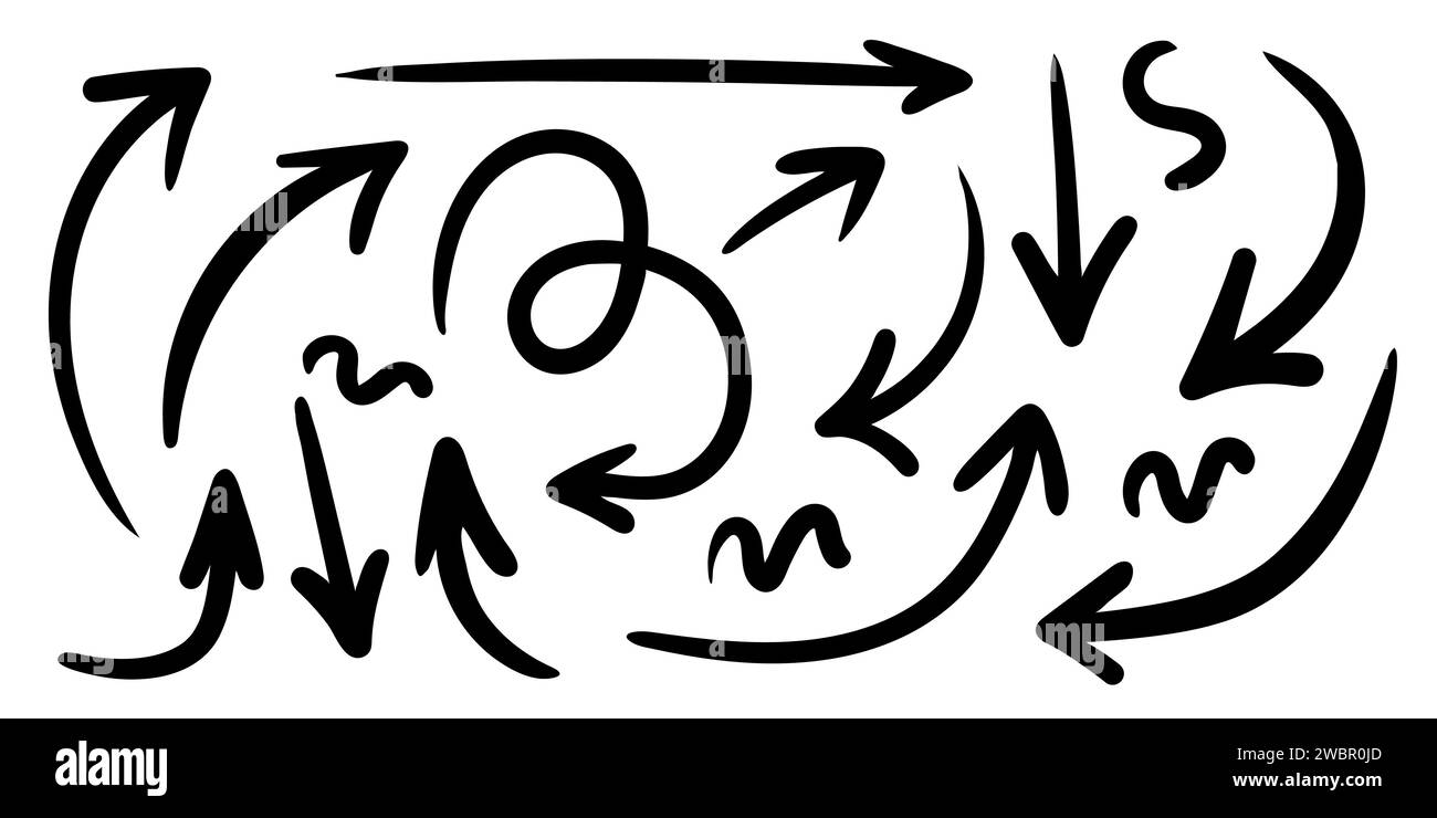 Arrows in different directions Black and White Stock Photos & Images ...