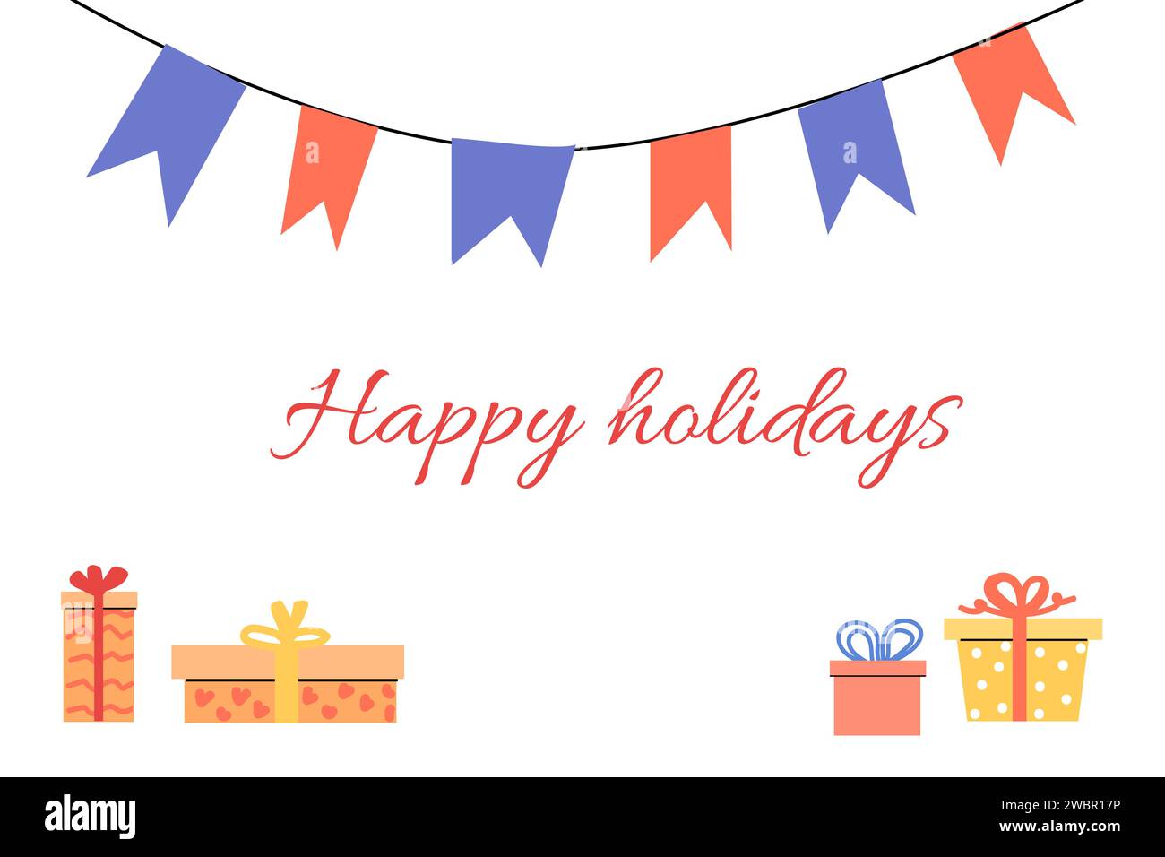 Happy holidays banner template with cartoon box. Vector illustration ...