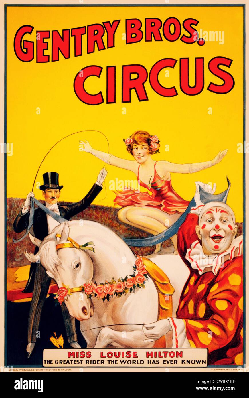 Gentry Bros. Circus poster featuring Miss Louise Hilton, 1920s Stock ...