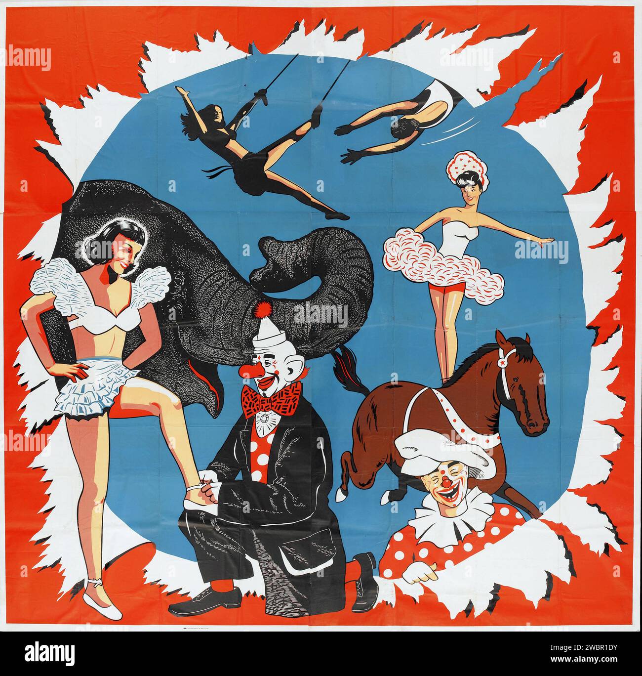 Stock Circus Poster feat a clown, elephants, circus performers and a ...