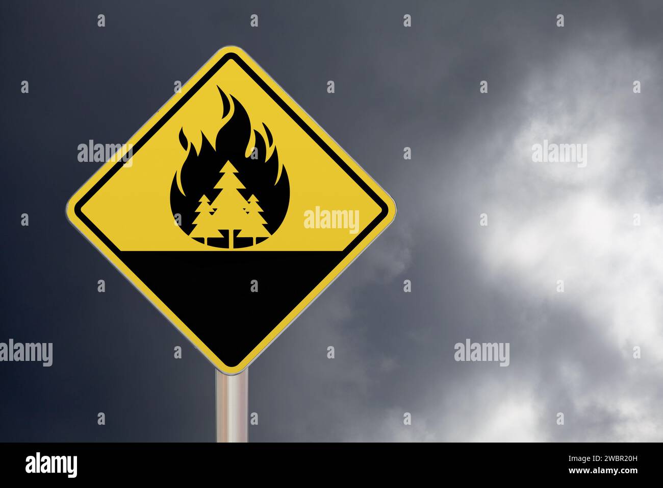 Forbidden sign with a Burning Forest drawn in the middle Stock Photo ...