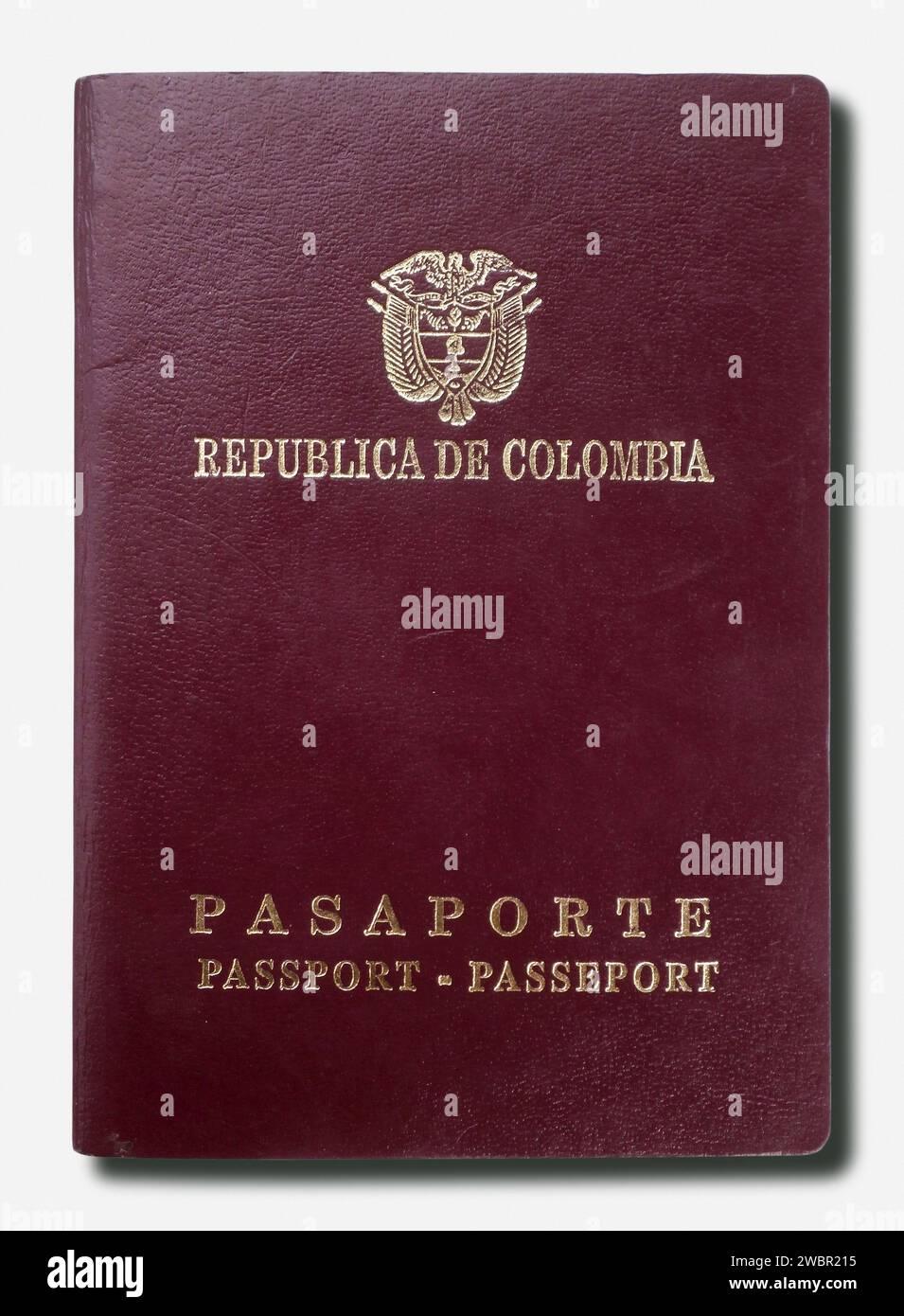 Close-up on a Colombian passport isolated on a white background Stock ...