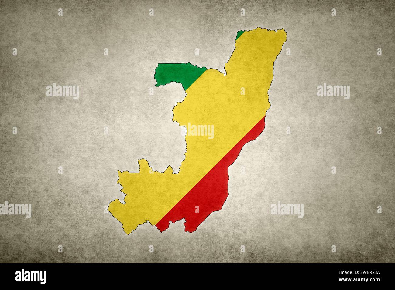 Grunge map of the Republic of the Congo with its flag printed within ...