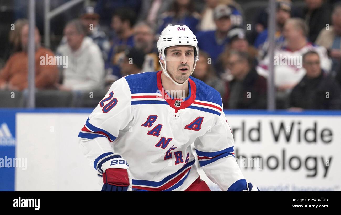 New York Rangers' Chris Kreider (20) in action during the first period of an NHL hockey game ...