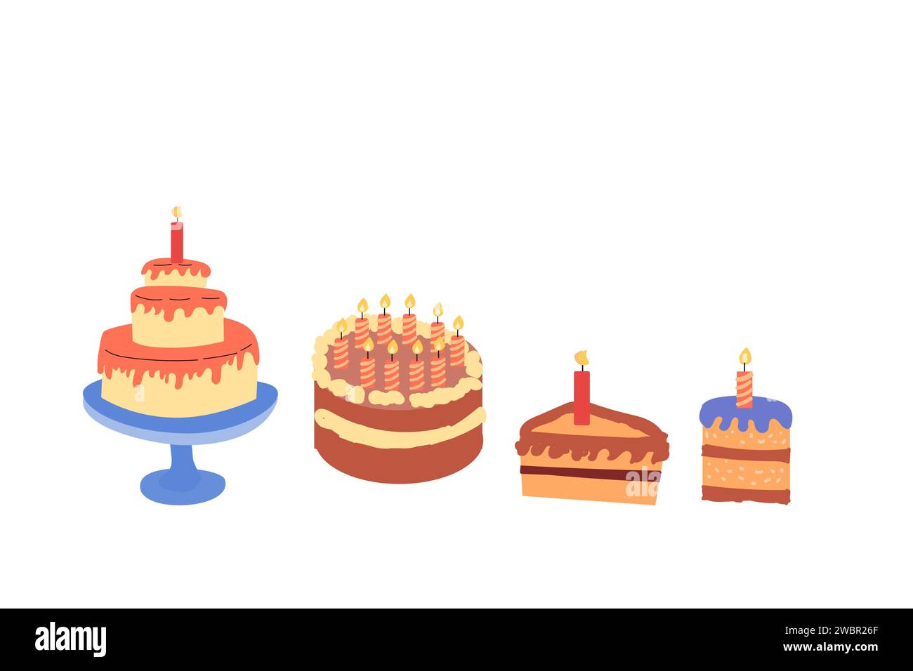 set of cake collection for anniversary holiday. Vector illustration ...