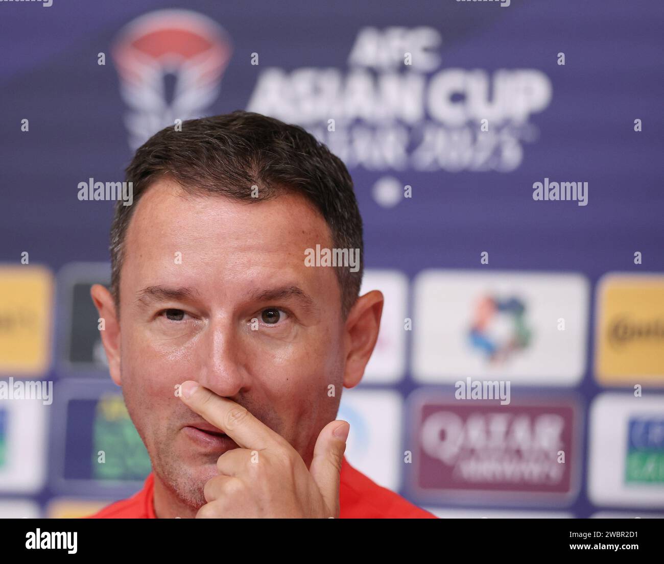 Doha, Qatar. 12th Jan, 2024. Aleksandar Jankovic, head coach of China ...