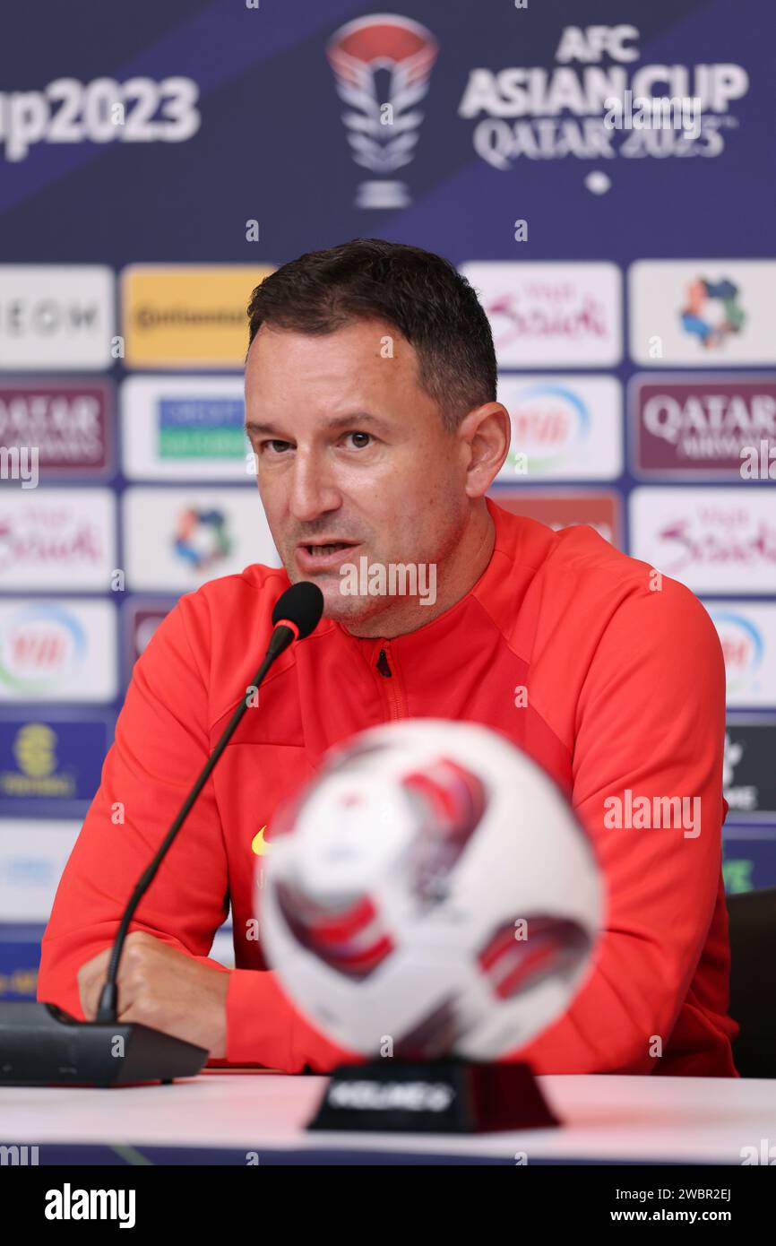 Doha, Qatar. 12th Jan, 2024. Aleksandar Jankovic, head coach of China ...