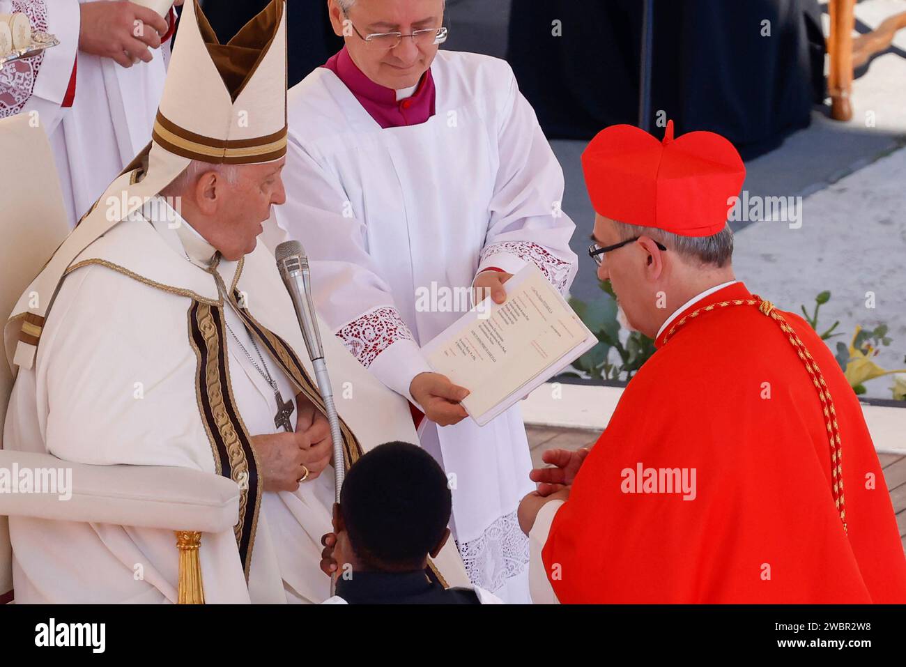 Pope Francis elevates new cardinal Pierbattista Pizzaballa during a ...