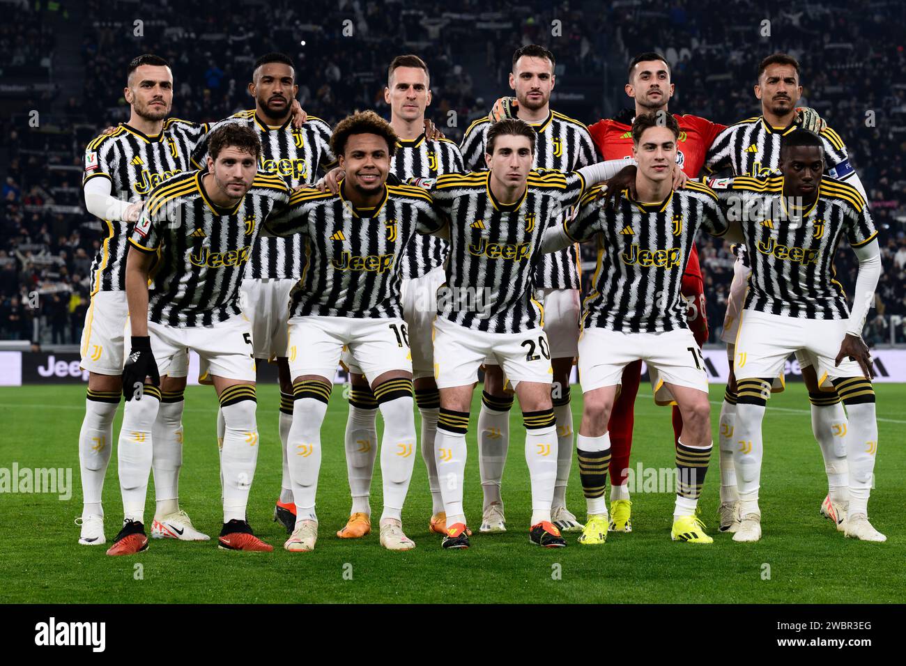 Turin, Italy. 11 January 2024. Players of Juventus FC pose for a team ...