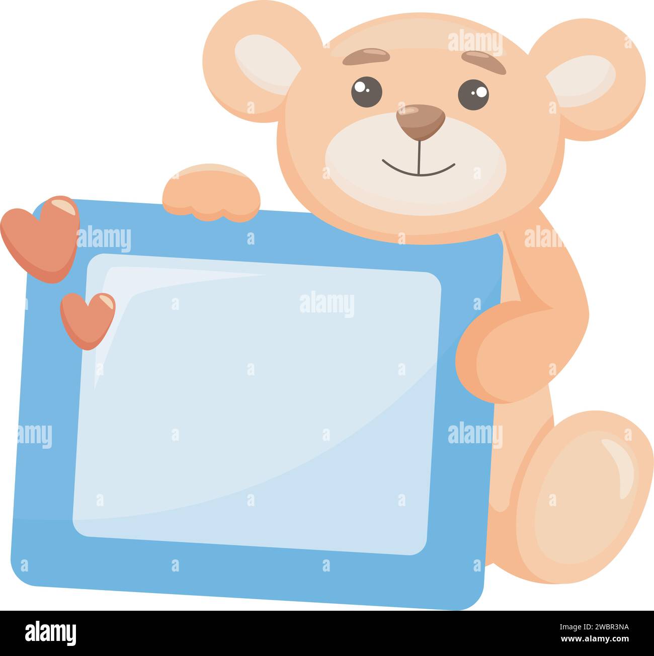 Teddy bear holding an empty photo frame cartoon style. Cute baby ...
