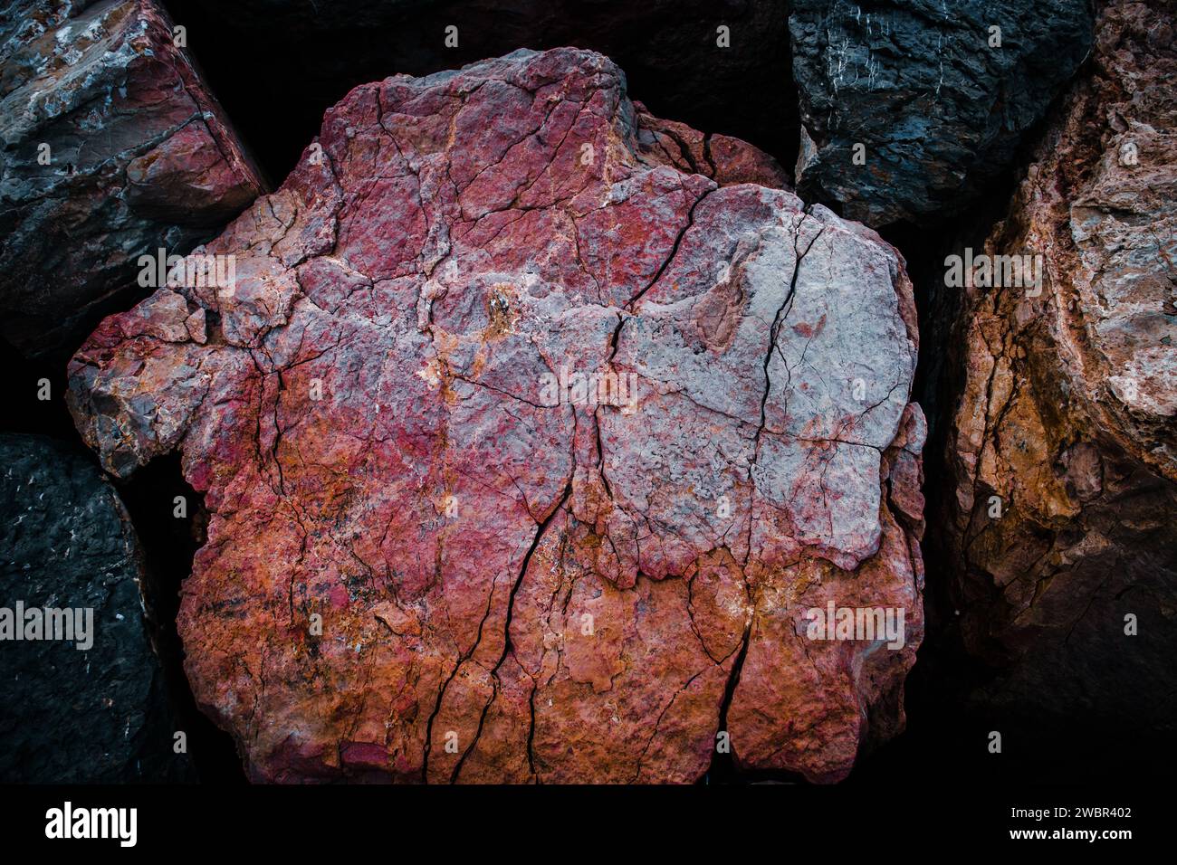 Red seaside rock texture concept photo. Mountain rough surface Stock ...