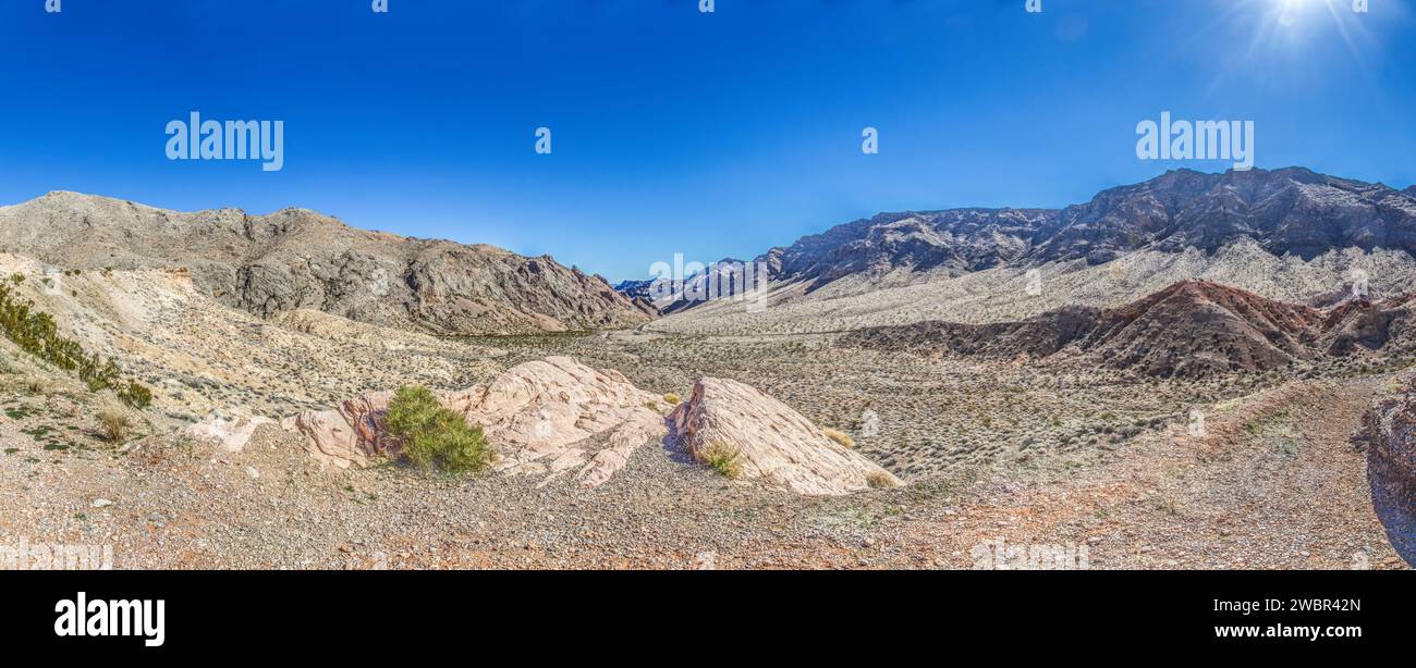 High-contrast panoramic image of the canyon landscape of the Arizona ...