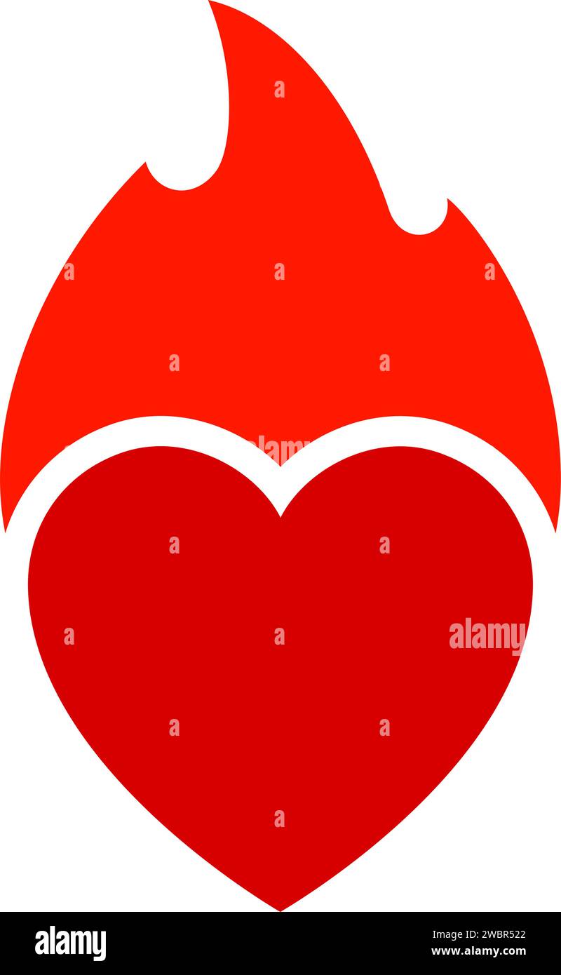 Fire flame, hot heart symbol, can be used for logo and brand name ...