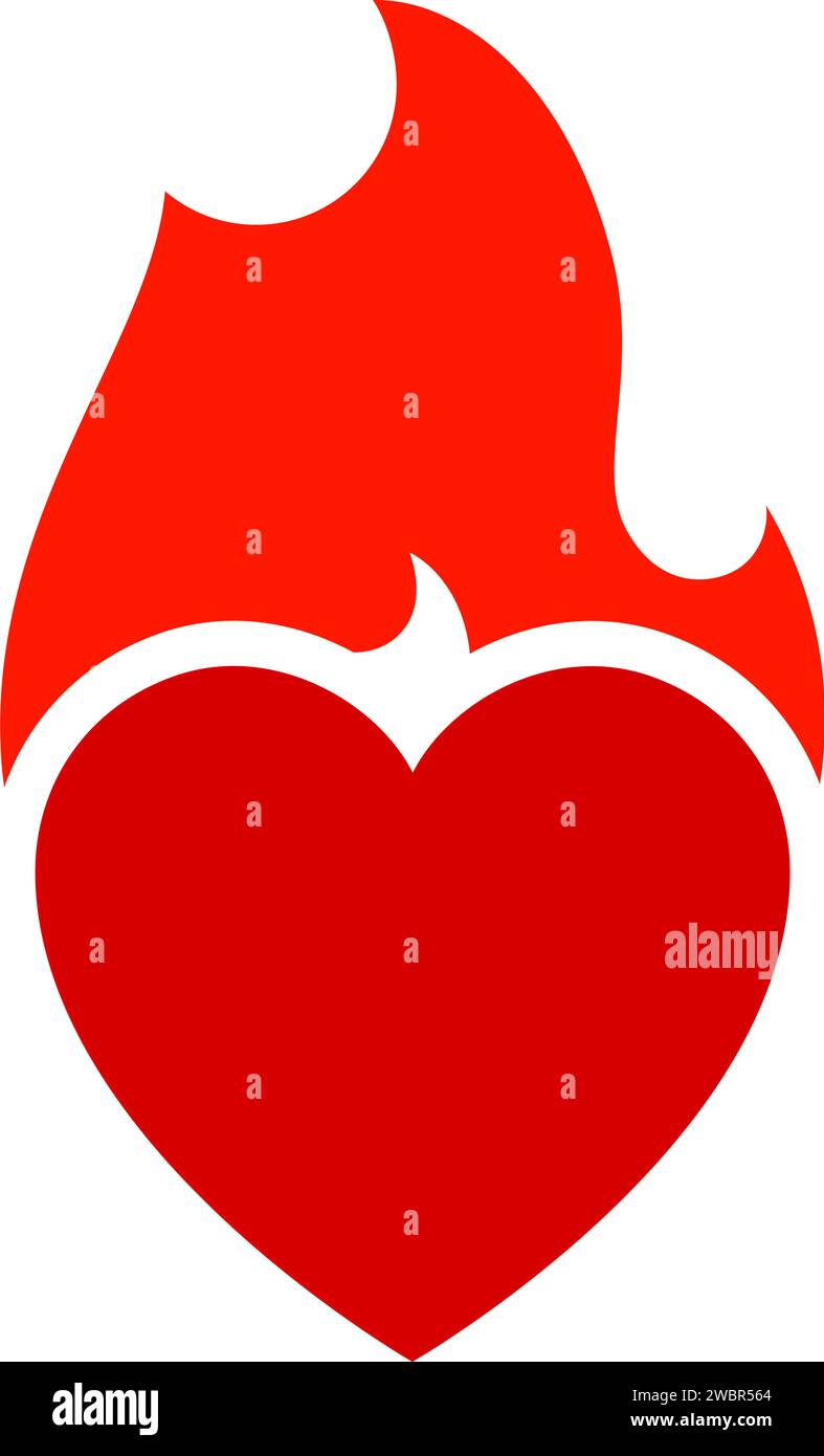Fire flame, hot heart symbol, can be used for logo and brand name ...