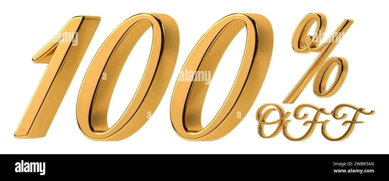 3d golden words 100 percent off isolated. Free concept illustration ...