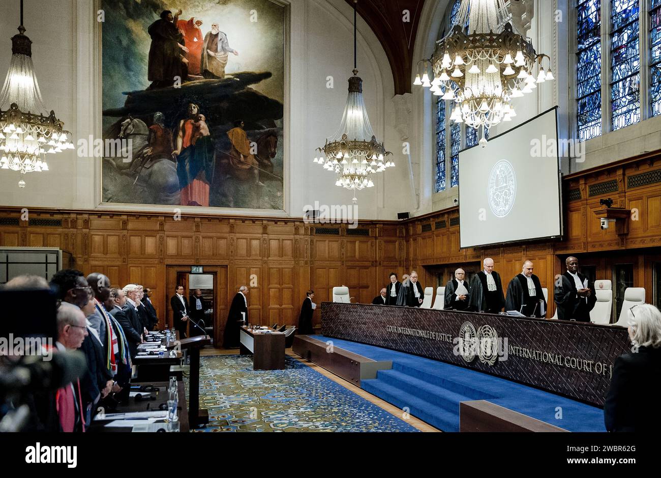 THE HAGUE - The judges led by President Donoghue attend the ...