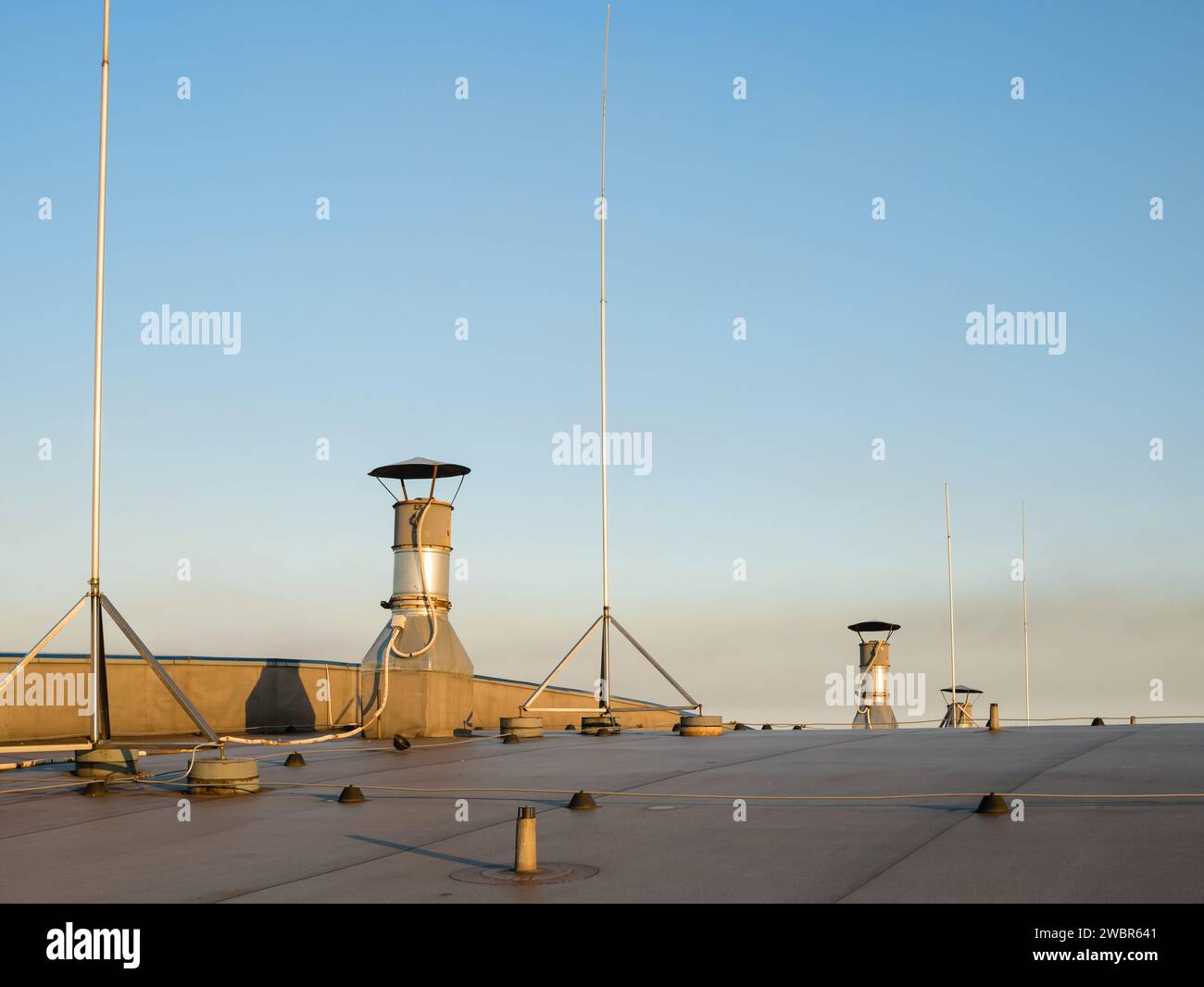 Lightning rod and ventilation system on the roof of the building Stock ...