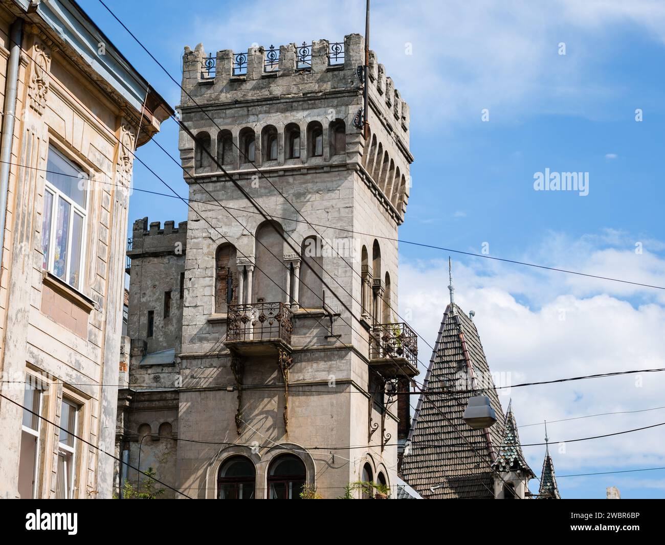 The tower of the Sosnovsky Palace - with elements of neo-Gothic and neo ...