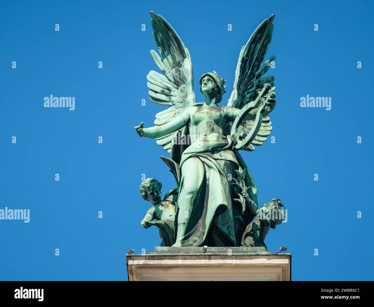 Right front bronze sculpture of the Lviv National Opera building Music ...