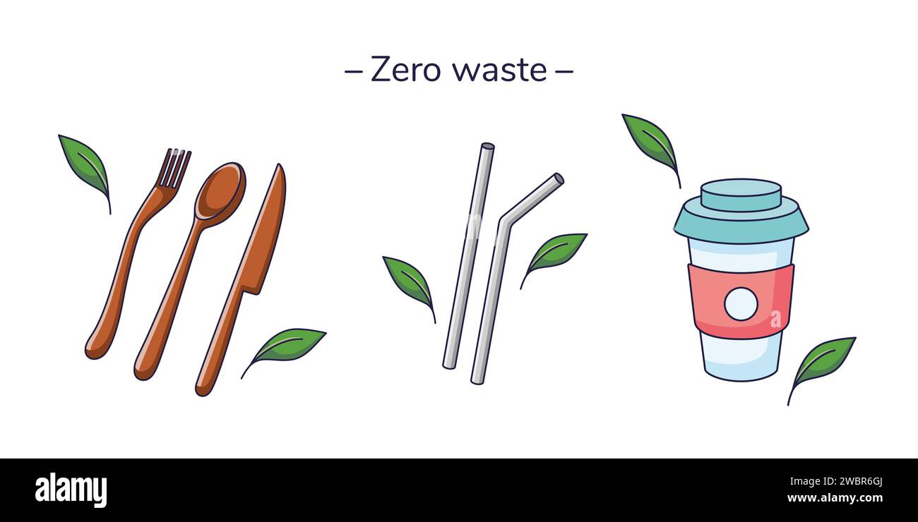 Set of eco friendly tableware items - reusable wooden cutlery, reusable ...