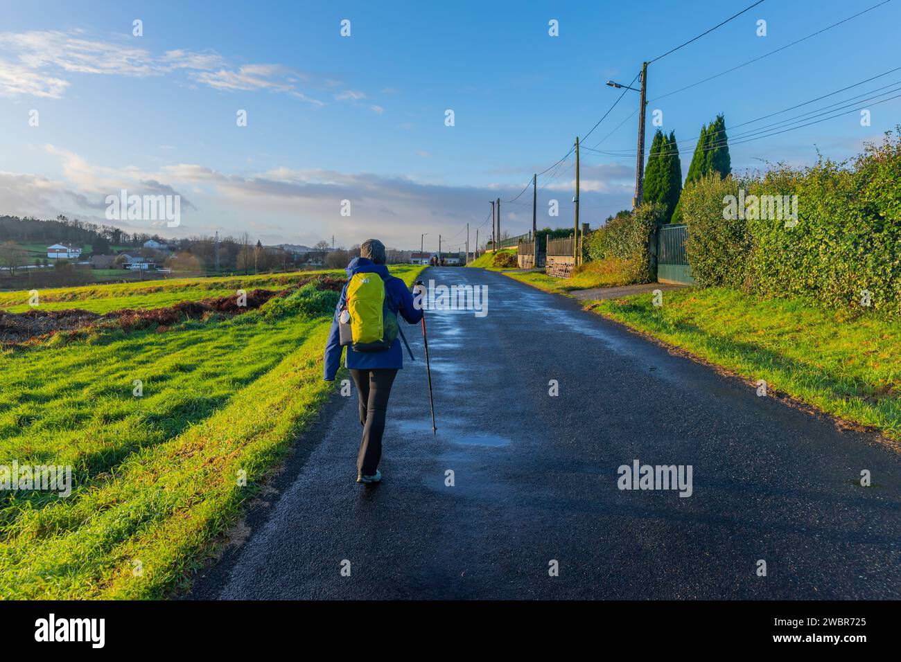 Galicia, Spain, 1 January, 2024: Pilgrim walk along the Camino De ...