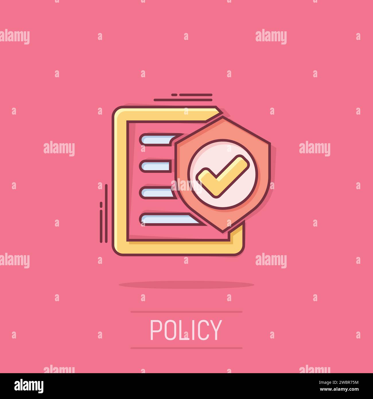 Insurance policy icon in comic style. Report vector cartoon ...