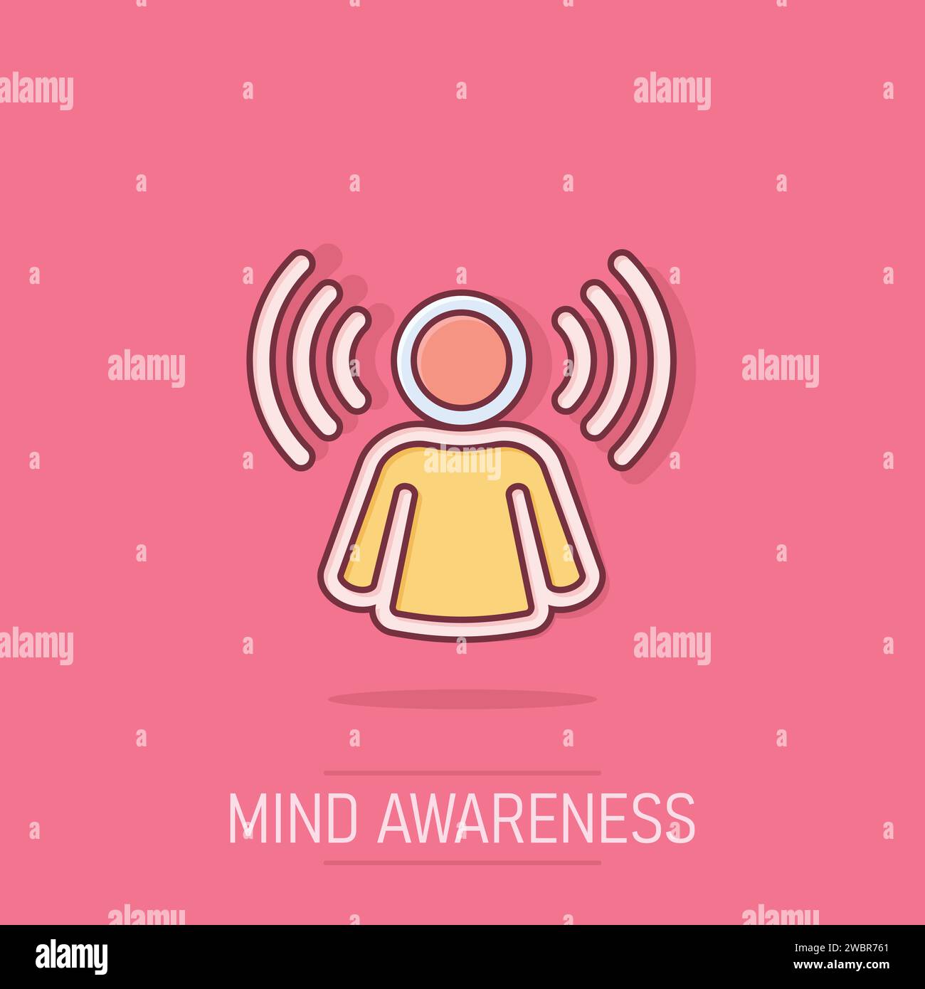 Mind awareness icon in comic style. Idea human vector cartoon ...