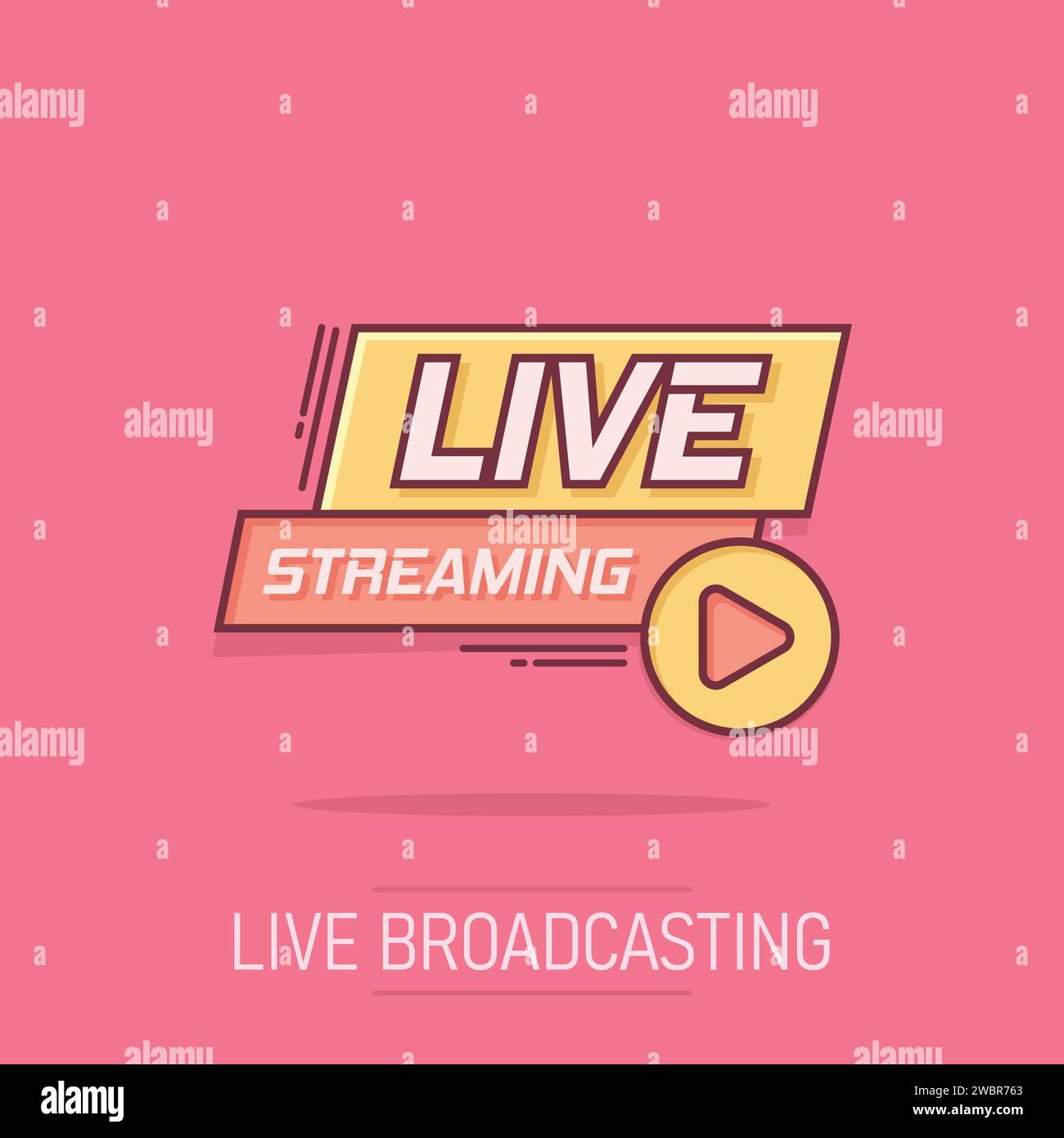 Live video icon in comic style. Streaming tv vector cartoon ...