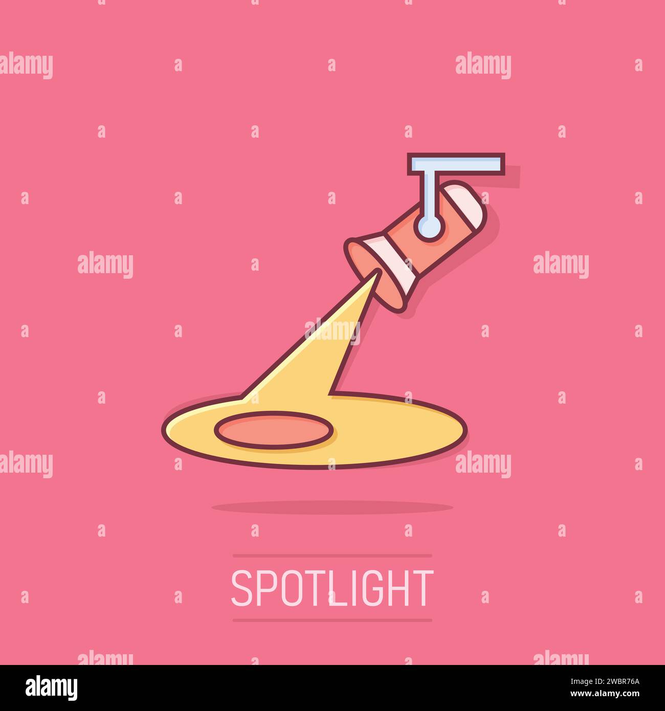 Spotlight icon in comic style. Lamp vector cartoon illustration on ...