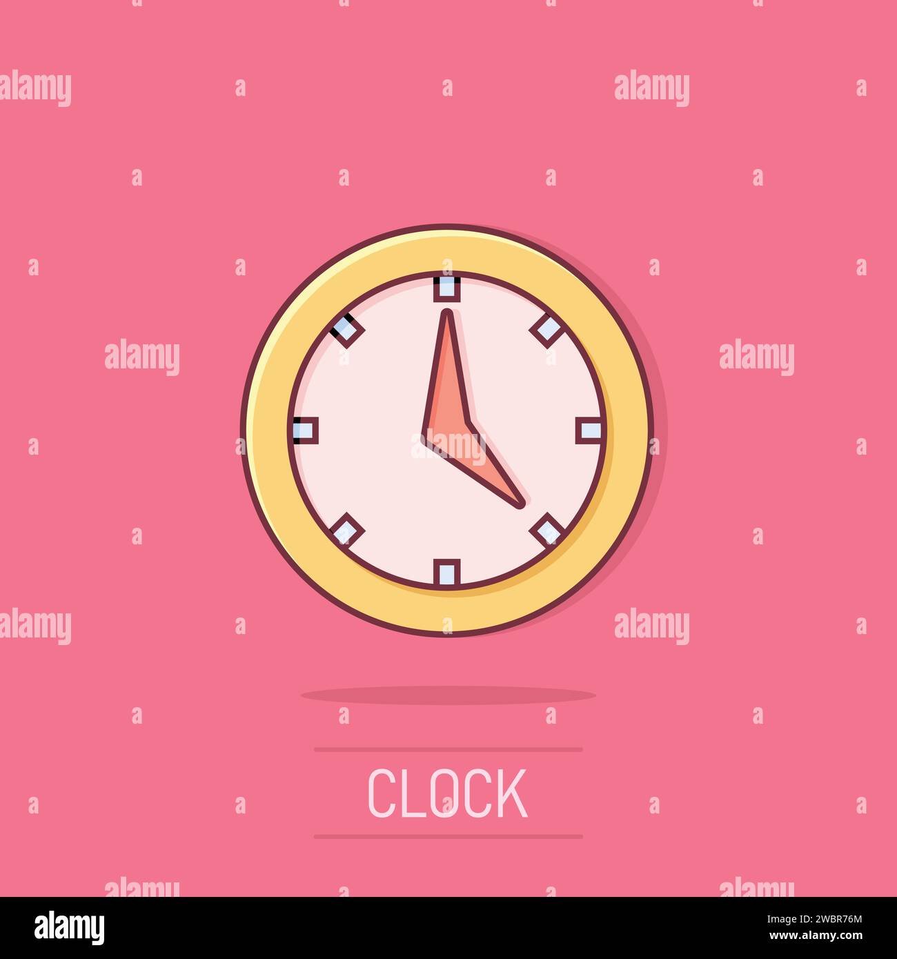 Real time icon in comic style. Clock vector cartoon illustration on ...