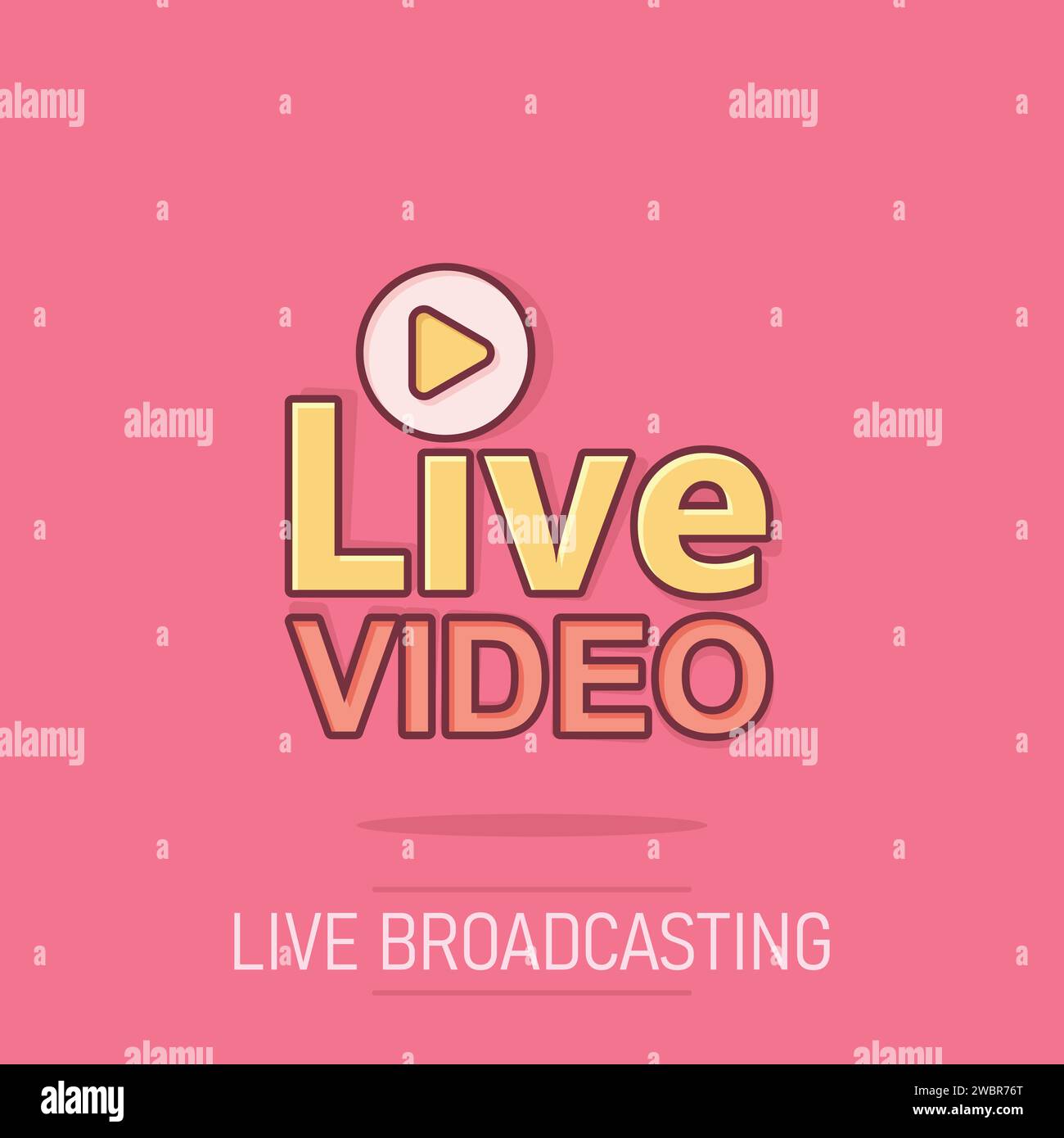 Live video icon in comic style. Streaming tv vector cartoon ...
