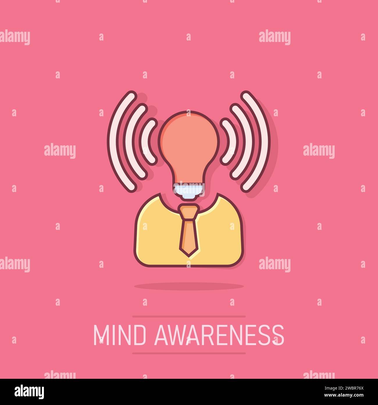 Mind awareness icon in comic style. Idea human vector cartoon ...