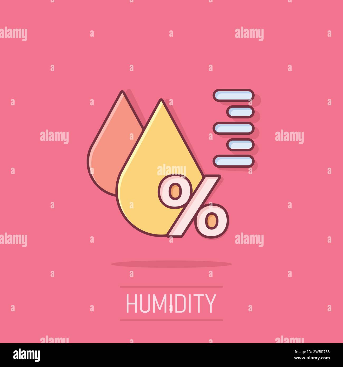 Humidity icon in comic style. Climate vector cartoon illustration on ...