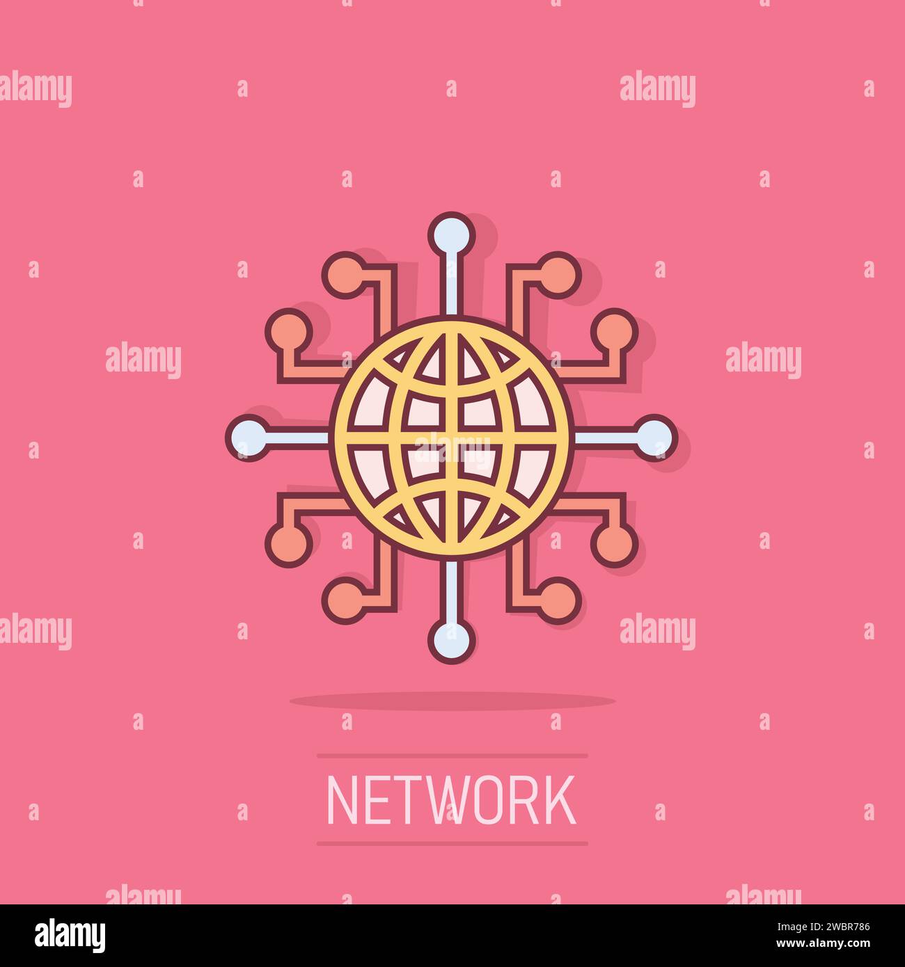 Global network icon in comic style. Cyber world vector cartoon ...