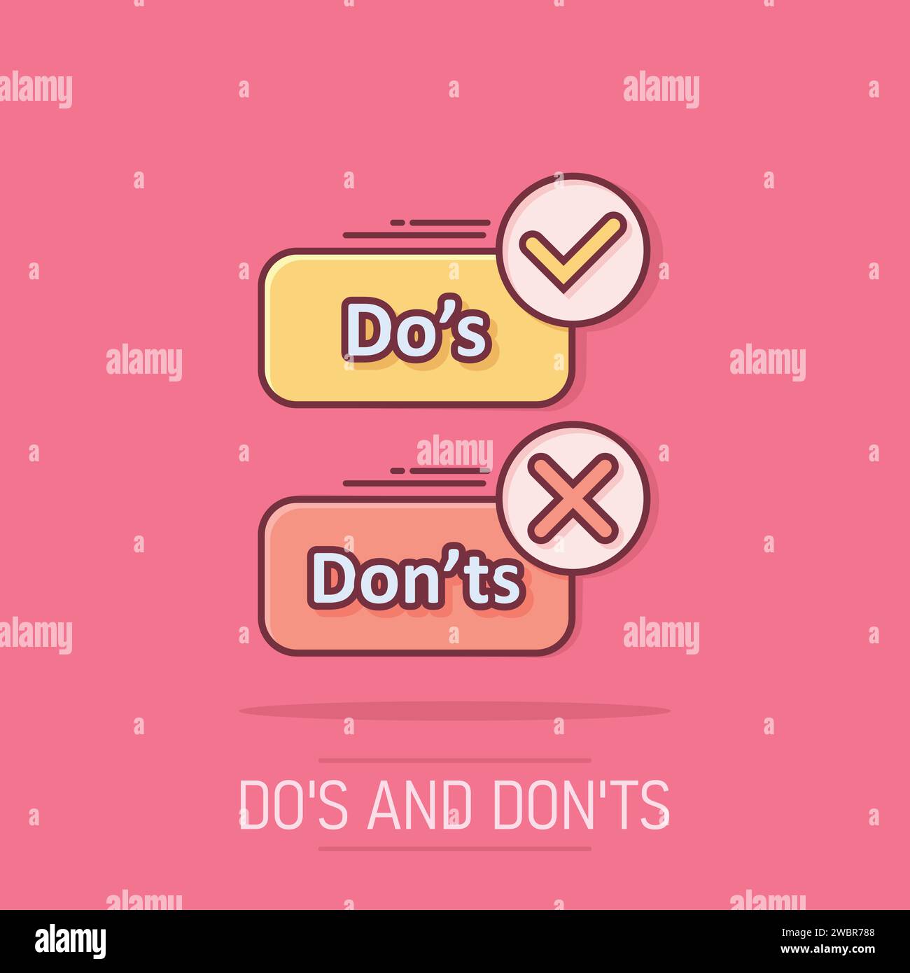 Do's and don'ts sign icon in comic style. Like, unlike vector cartoon ...