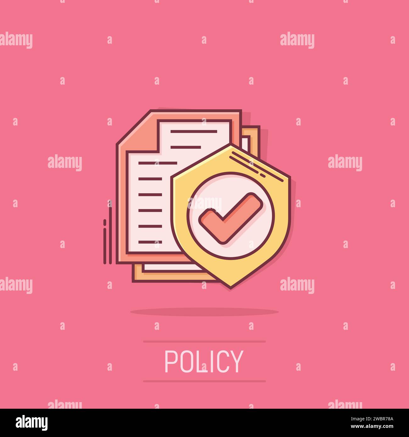 Insurance policy icon in comic style. Report vector cartoon ...