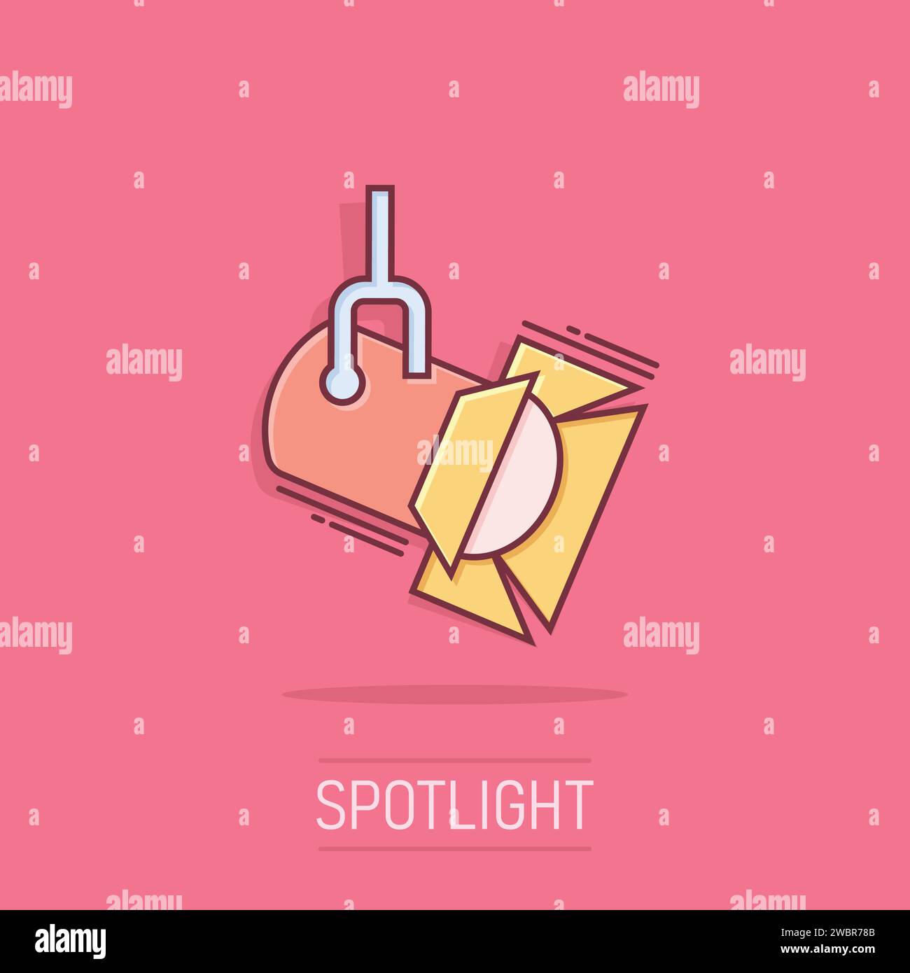 Spotlight icon in comic style. Lamp vector cartoon illustration on ...