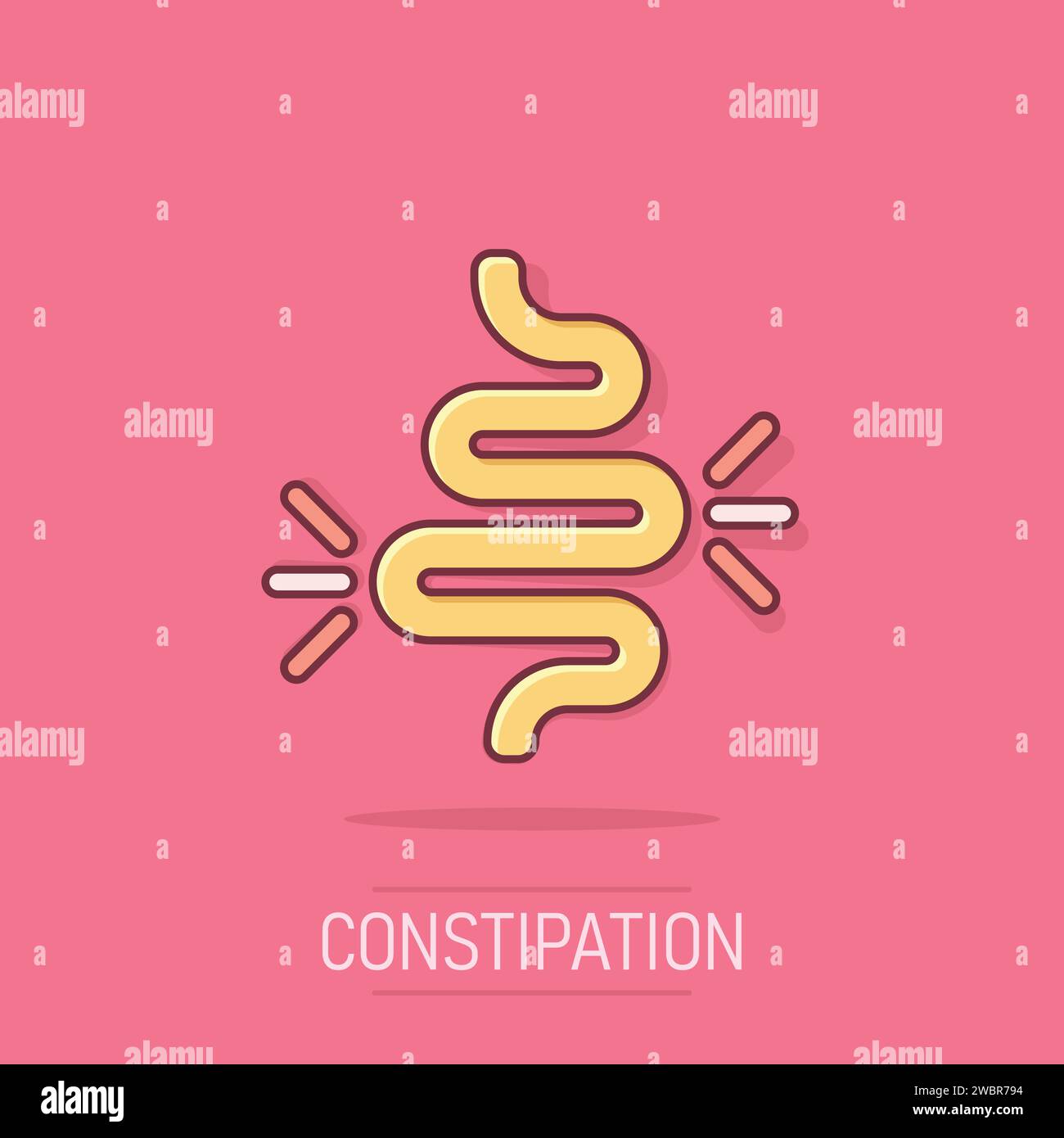 Gut constipation icon in comic style. Colitis vector cartoon ...