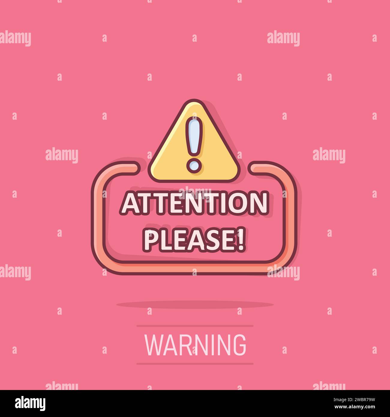 Attention please sign icon in comic style. Warning information vector ...