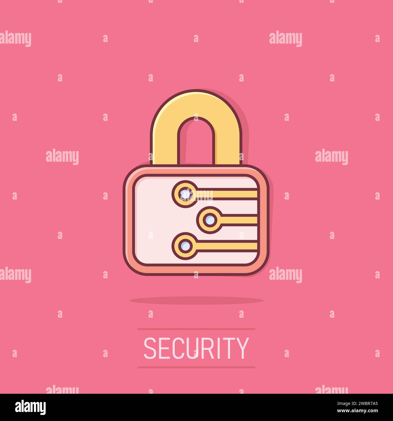 Cyber security icon in comic style. Padlock locked vector cartoon ...