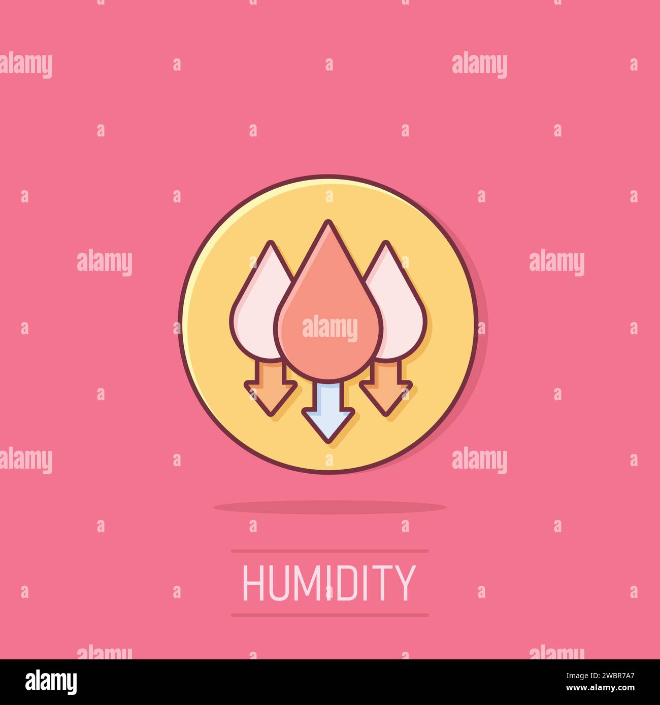 Humidity icon in comic style. Climate vector cartoon illustration on ...
