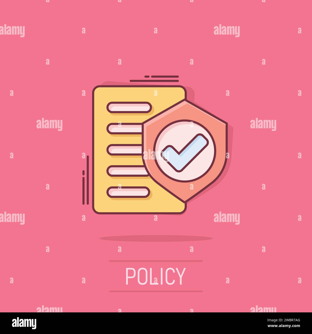 Insurance policy icon in comic style. Report vector cartoon ...
