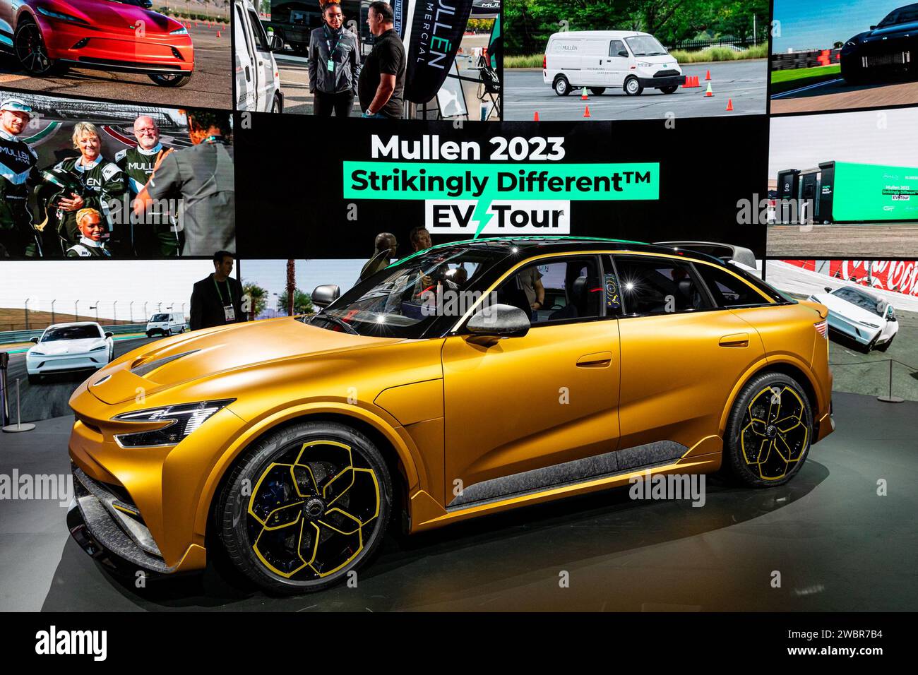 Las Vegas, USA. 11th Jan, 2024. The Five RS electric car by Mullen is being demonstrated during ...
