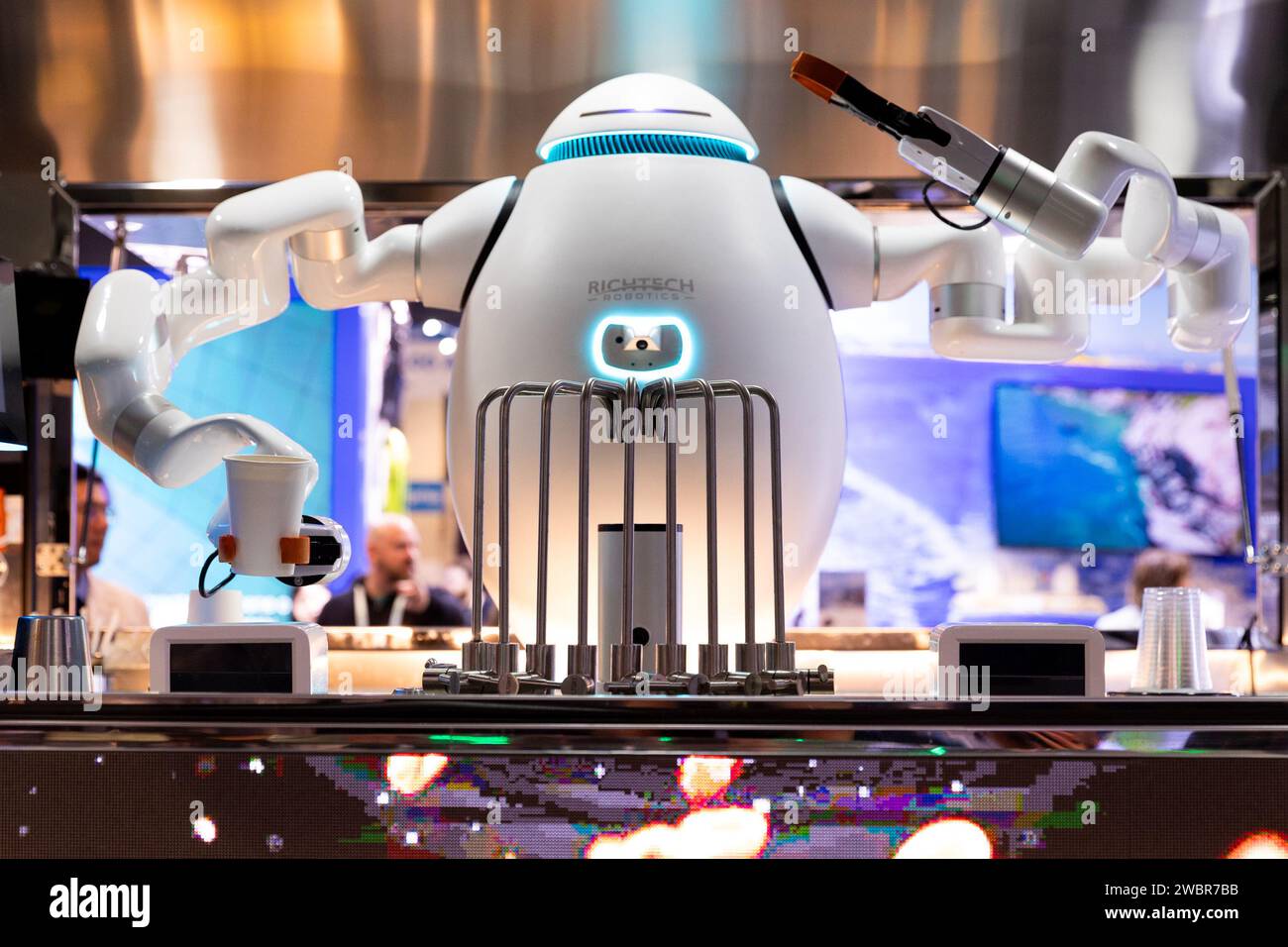 Las Vegas, USA. 11th Jan, 2024. The ADAM, an interactive bartender ...