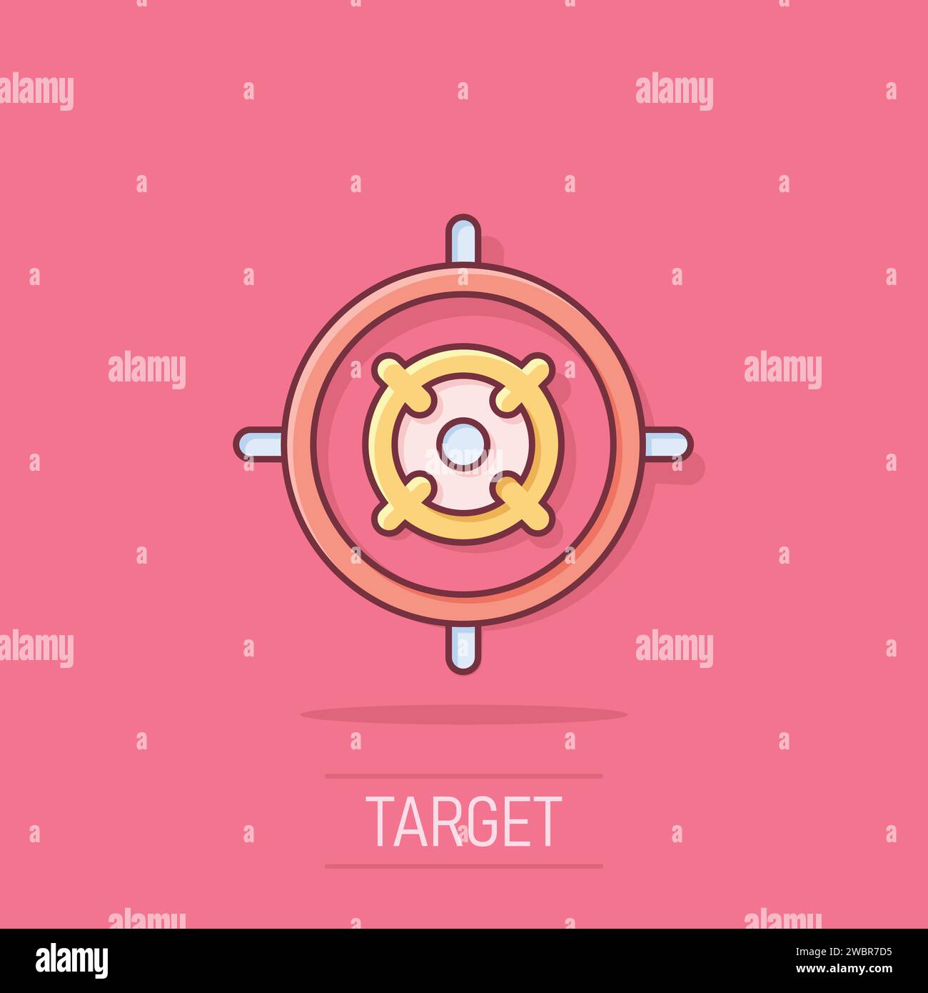 Shooting target vector icon in comic style. Aim sniper symbol cartoon ...