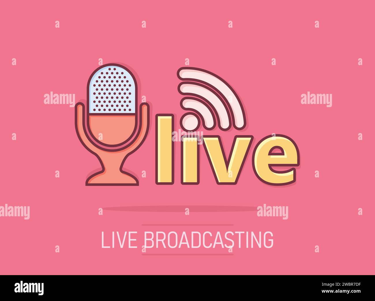 Microphone icon in comic style. Live broadcast vector cartoon ...
