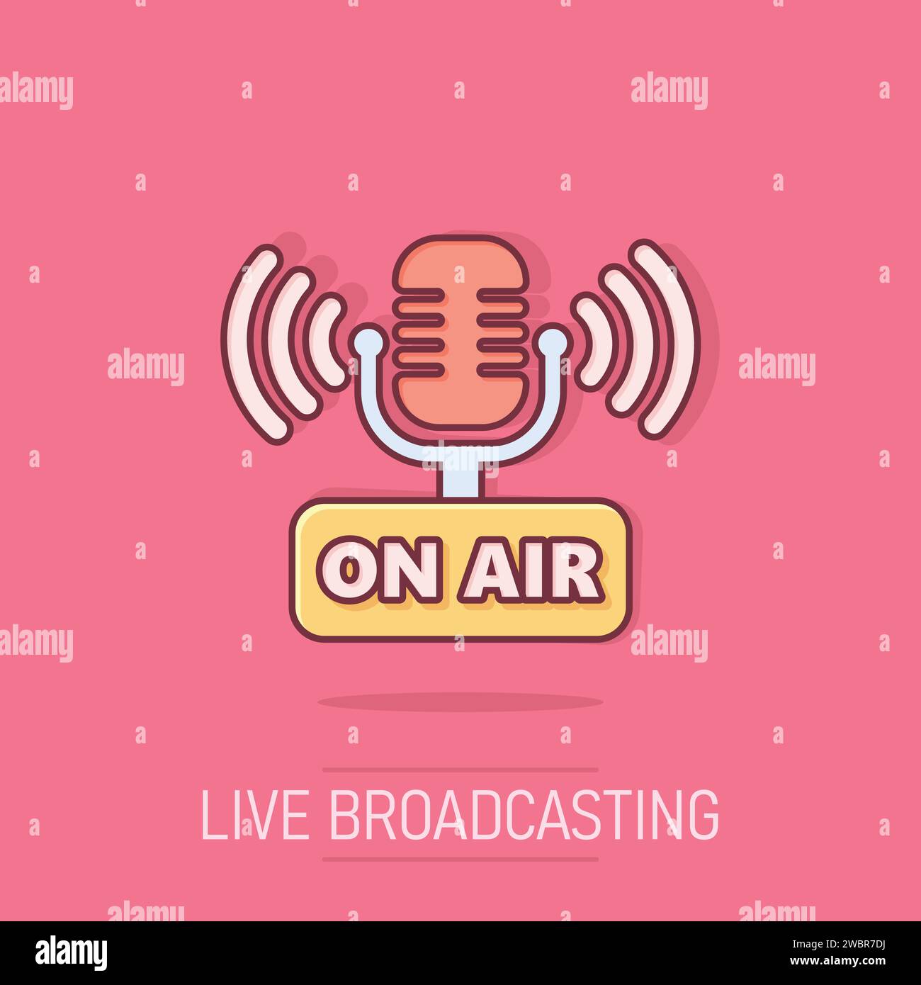 Microphone icon in comic style. Live broadcast vector cartoon ...