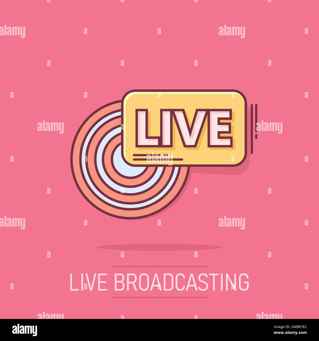 Live broadcast icon in comic style. Antenna vector cartoon illustration ...