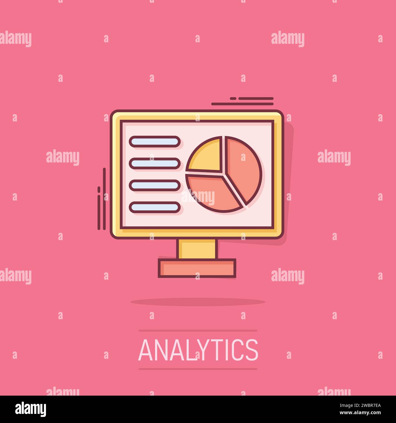 Analytic monitor icon in comic style. Diagram vector cartoon ...